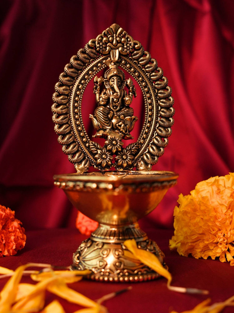 Brass Handcrafted Ganesh Deepak – Piharwa India